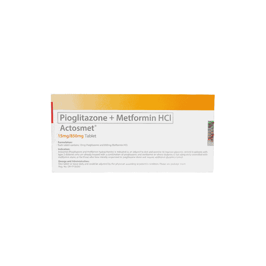 ACTOSMET Pioglitazone Hydrochloride / Metformin Hydrochloride 15mg ...